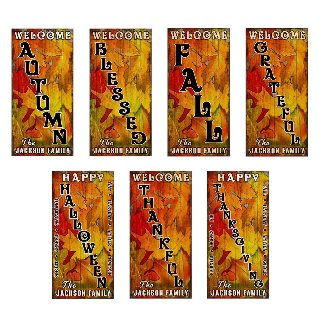 Personalized Fall Wooden Signs – Autumn, Halloween, Thanksgiving Décor ...