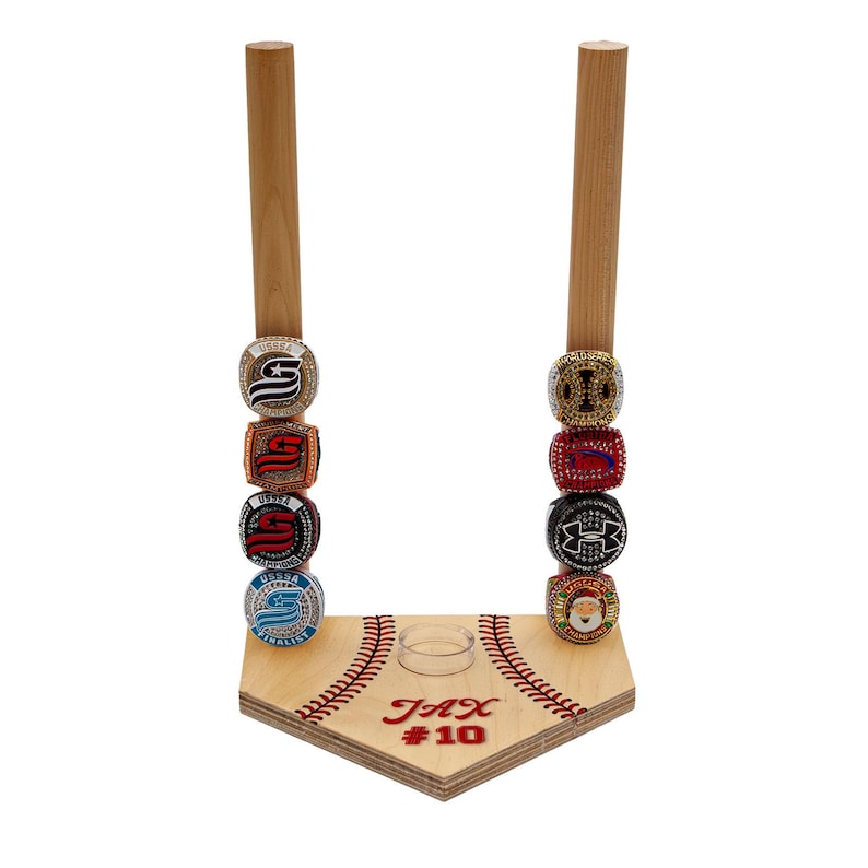 Personalized Baseball Ring Holder Display: Sports Fan Gift, Natural ...
