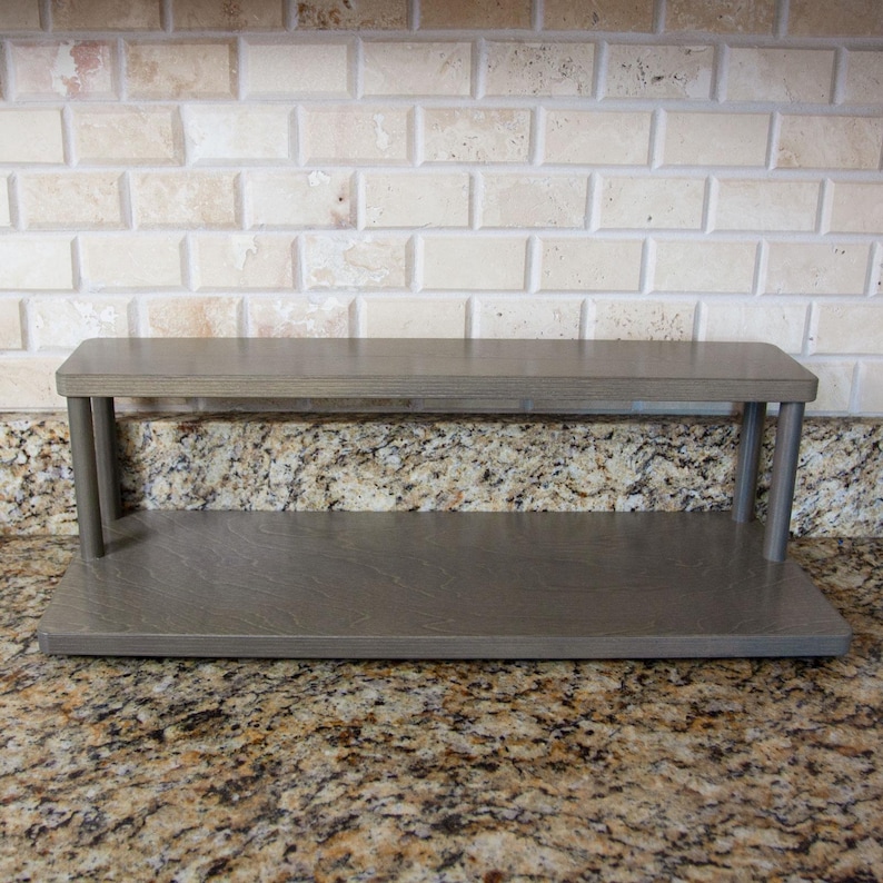 Two-tier Kitchen Counter Shelf, Wood Spice Rack Organizer, Cook Gift - Etsy