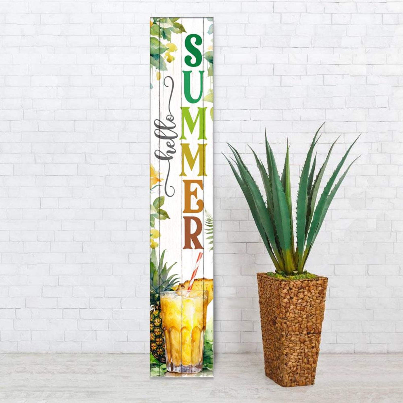 Hello Summer Porch Leaner | Vertical Welcome Sign, Housewarming Gift - Etsy