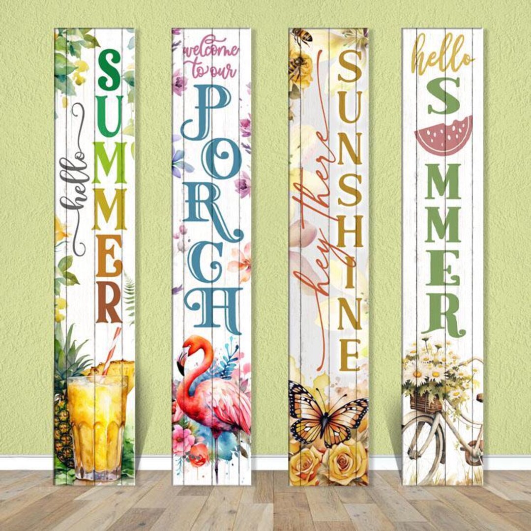 Vertical Welcome Sign | Hello Summer Sign | Rustic Wood Porch Decor ...