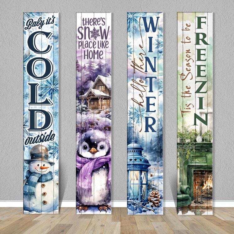 Winter Collection Porch Signs-8x46 Wooden Signs - Etsy