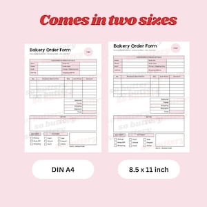 Bakery Order Form, Fully Editable Template, Printable Template, Cake ...