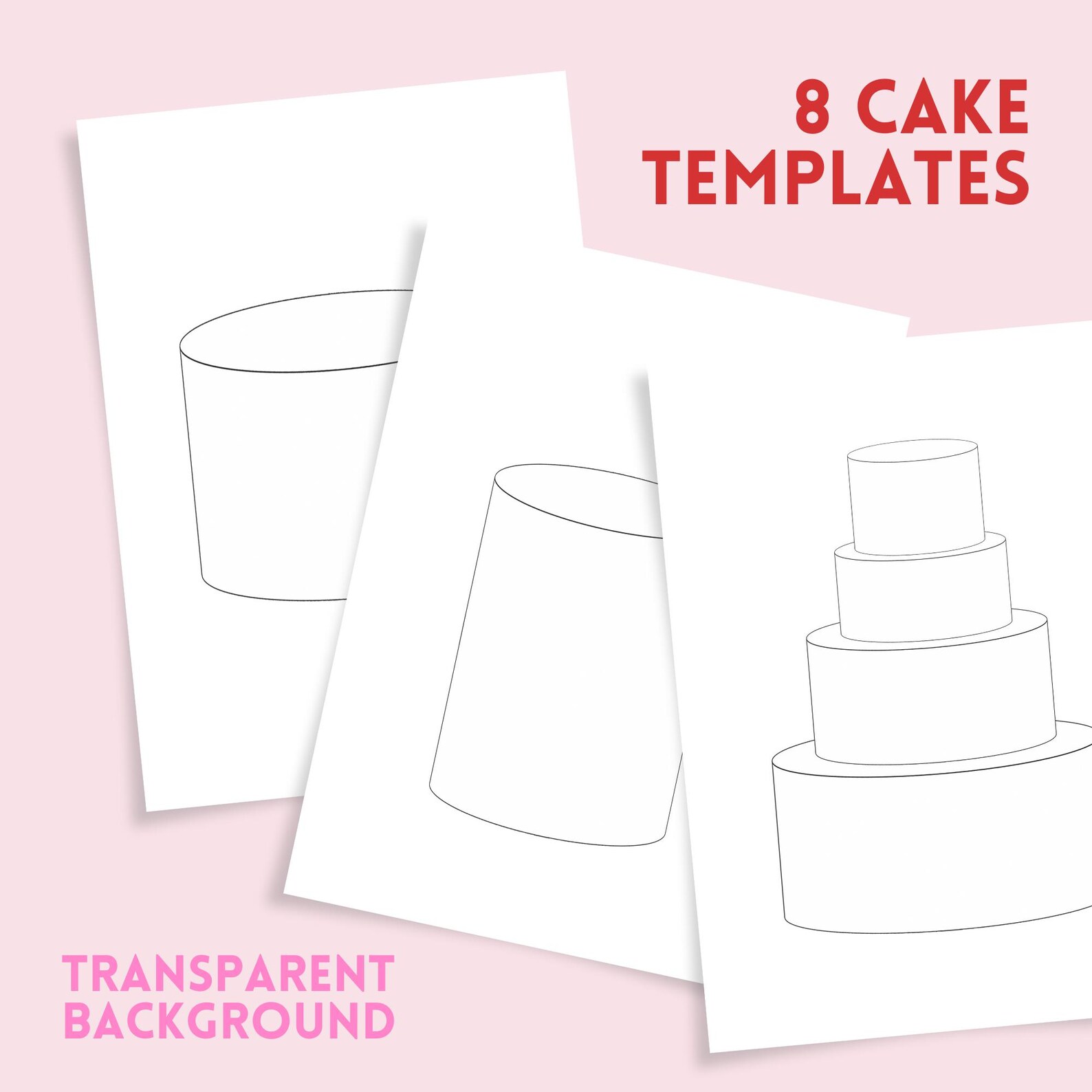 Cake Sketch Template, Procreate Template or Printable Template, Cake ...