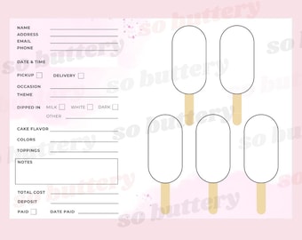 Cake Pop Order Form Template | PDF | Printable Custom Order Sheet for ...