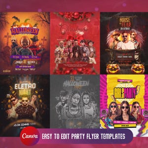 25 Premium Party Flyer Bundle Canva Templates Pack for Event Marketing ...