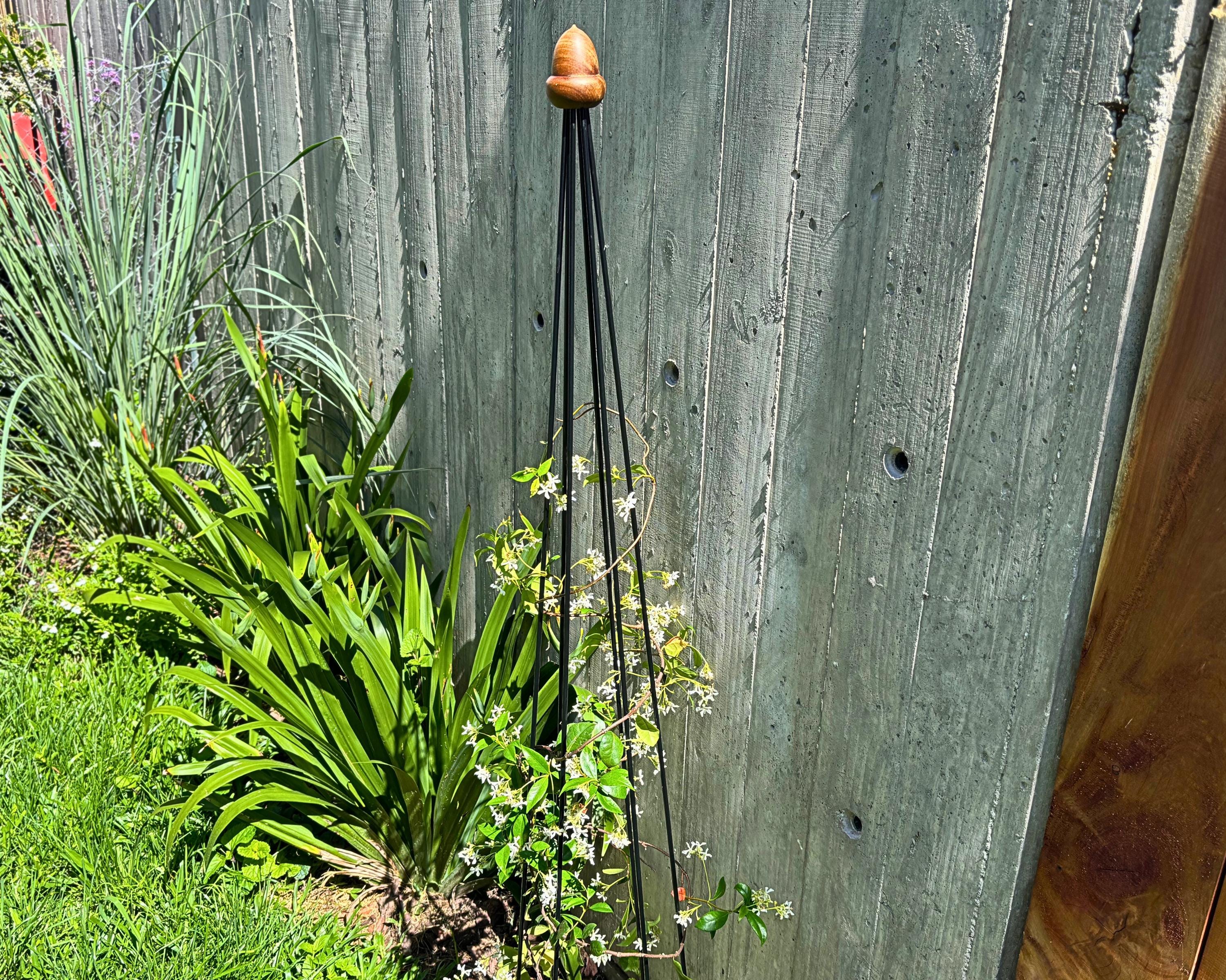 Large Obelisk Trellis – 71” Steel Plant Support With Wood Finial for ...