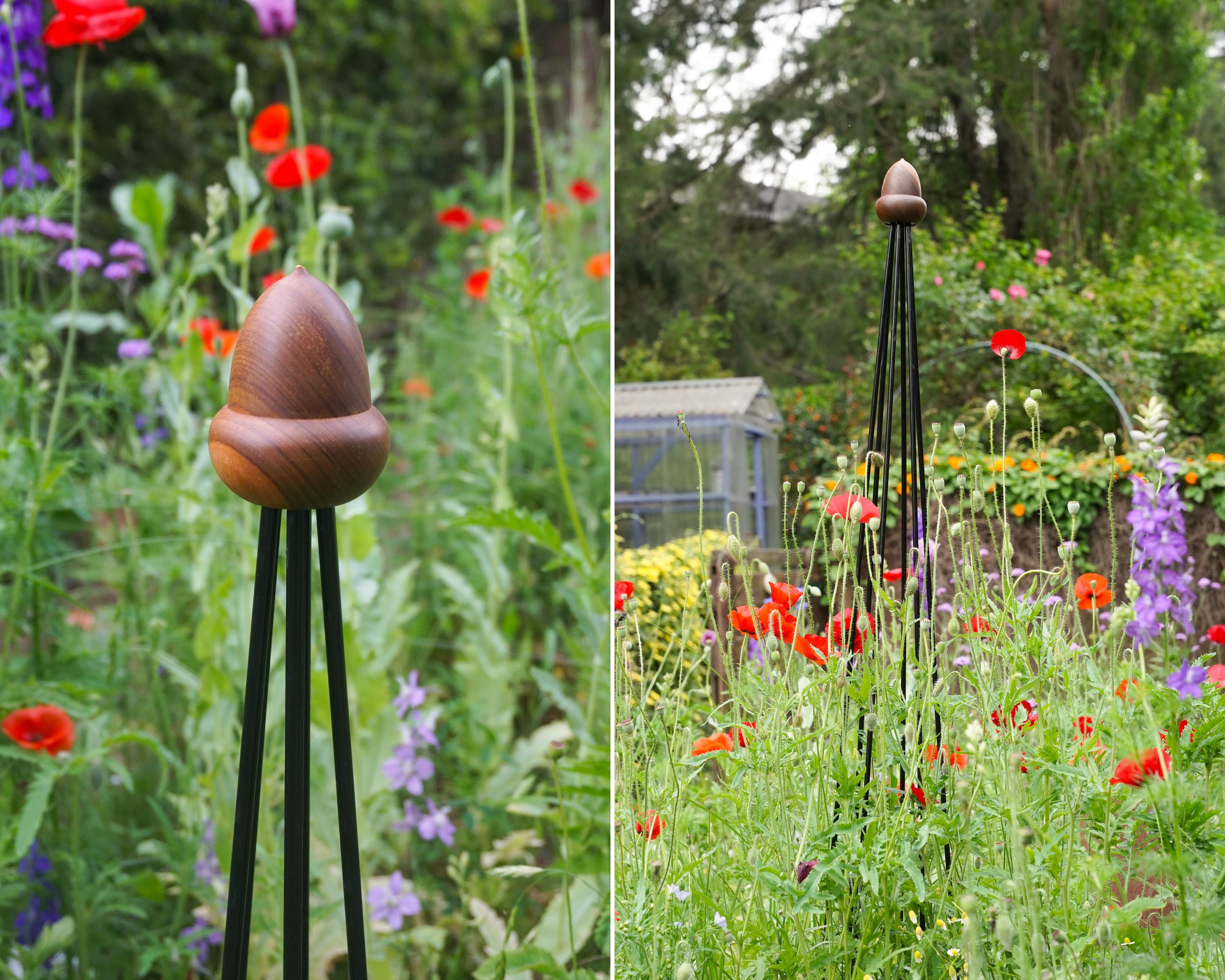 Large Obelisk Trellis – 71” Steel Plant Support With Wood Finial for ...