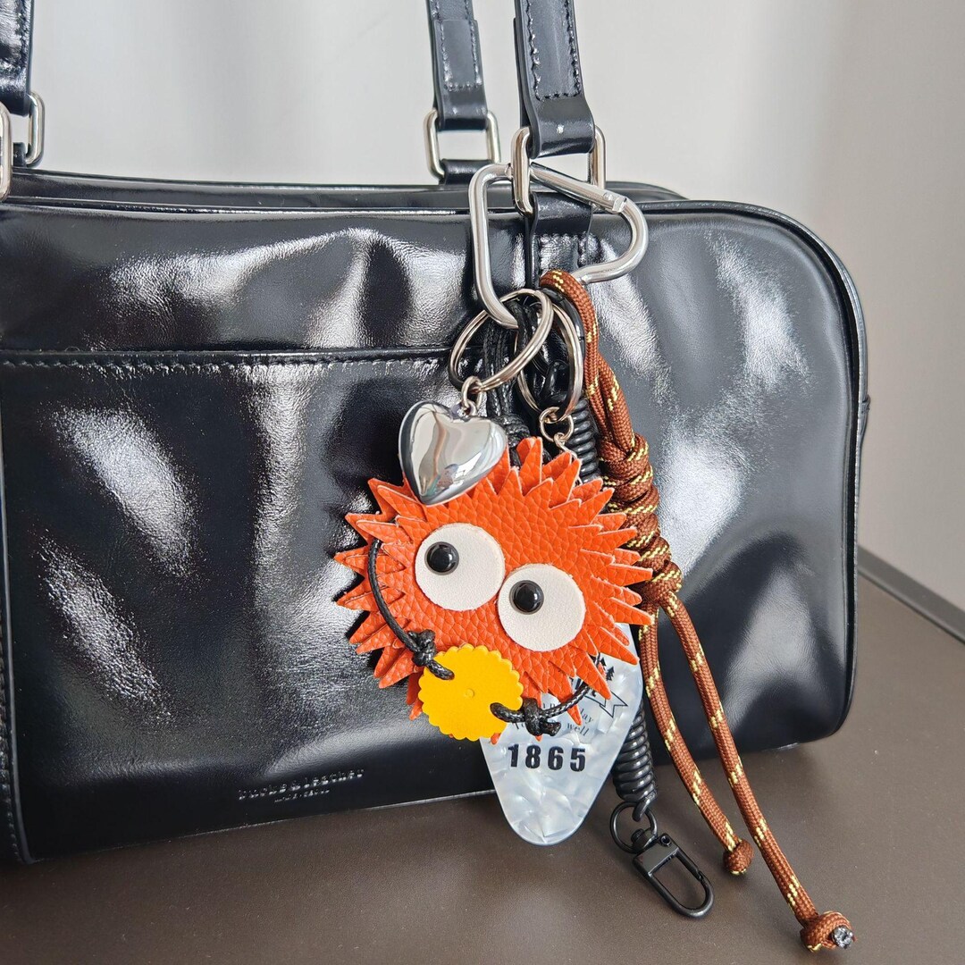 Little Soot Sprite Woven Keychain, Leather Keychain, Handmade Braided ...