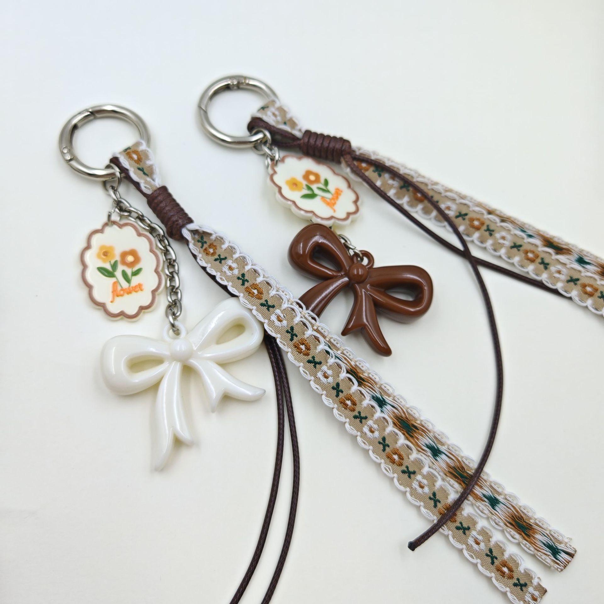 Floral Bag Charm, Colorful Ribbon Bag Charm, Natural Bag Key Chain - Etsy