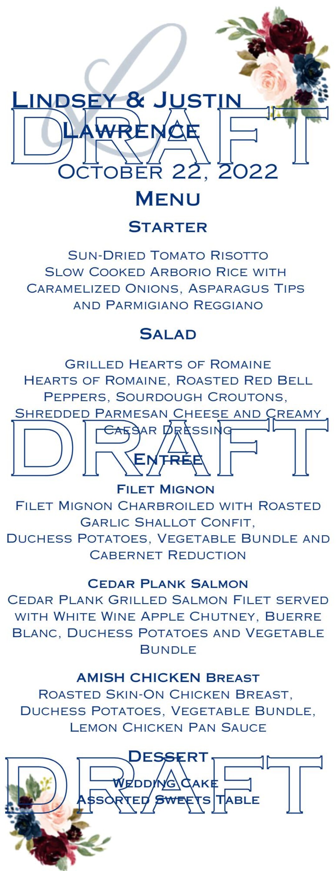 Wedding Menu Canva Template - Etsy