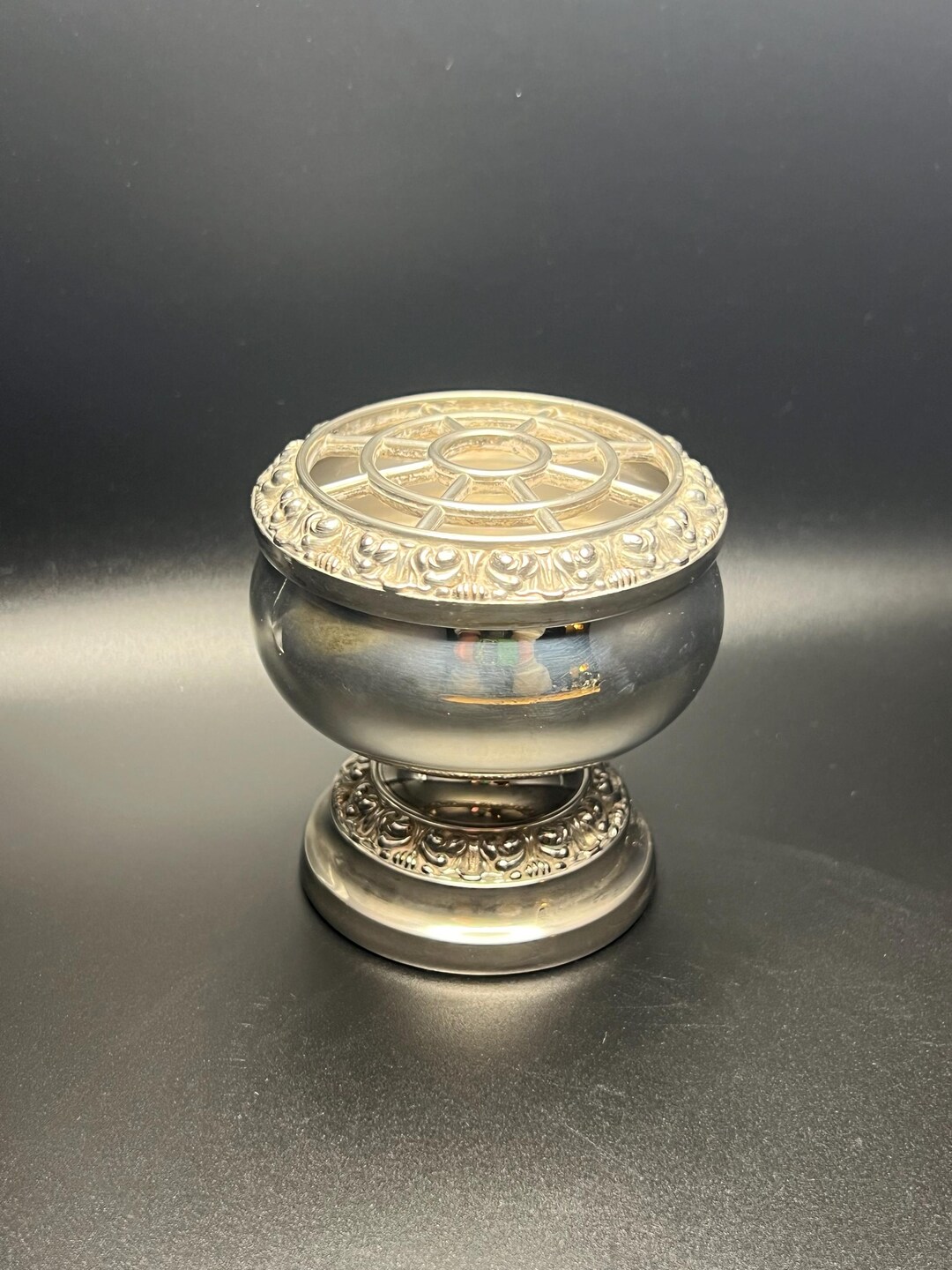 Mid-century Silver Plated Rose Bowl/flower Frog, IANTHE England | 7.5cm ...