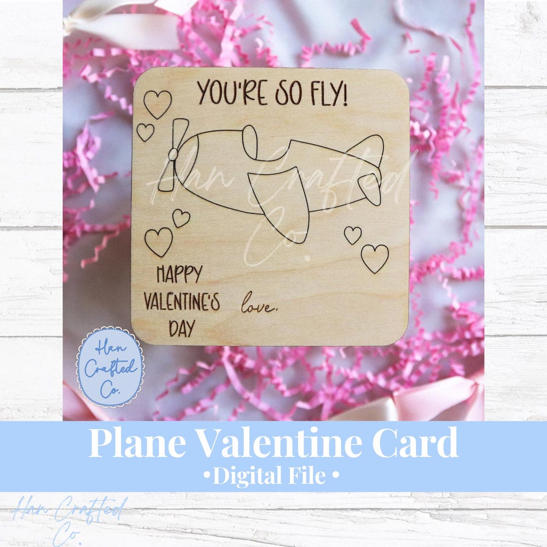 Plane Valentine Card SVG | Fingerprint Keepsake SVG | Valentine Craft ...