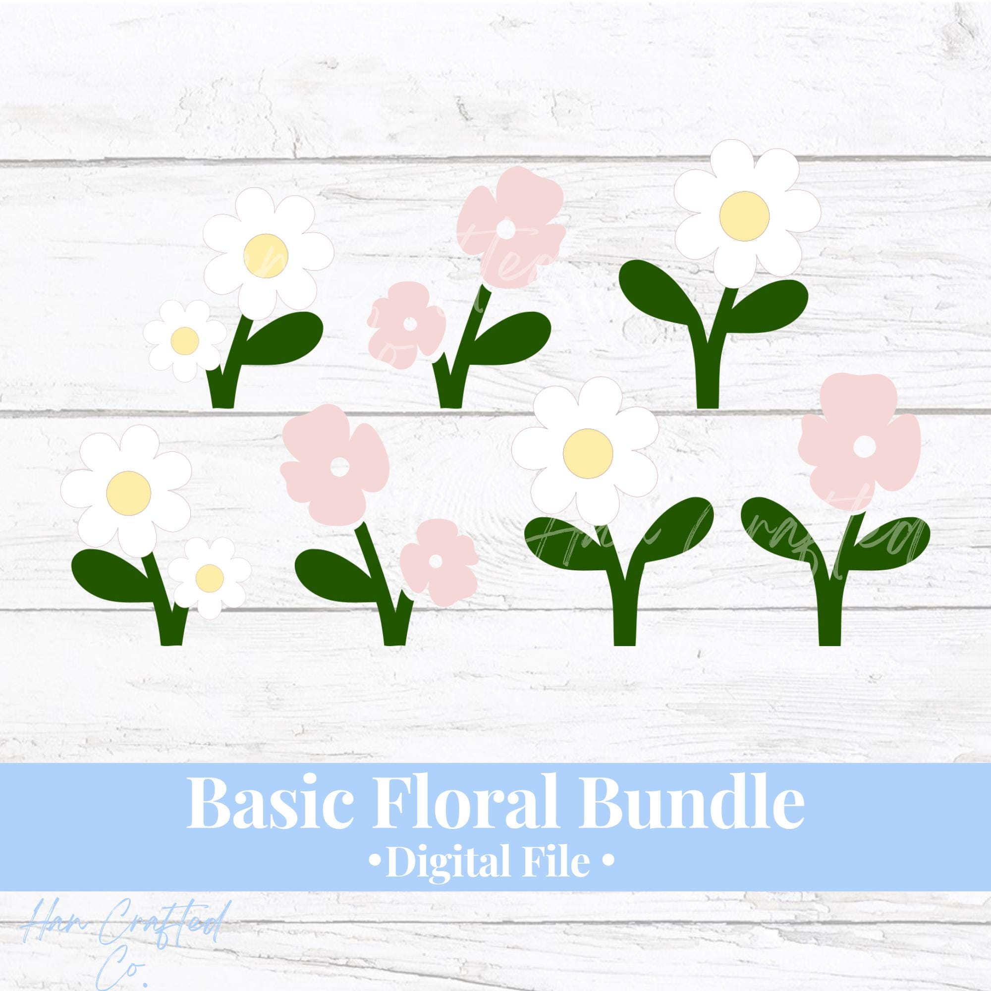 Basic Floral Bundle SVG | 3D Florals SVG | Floral Sign Digital File ...