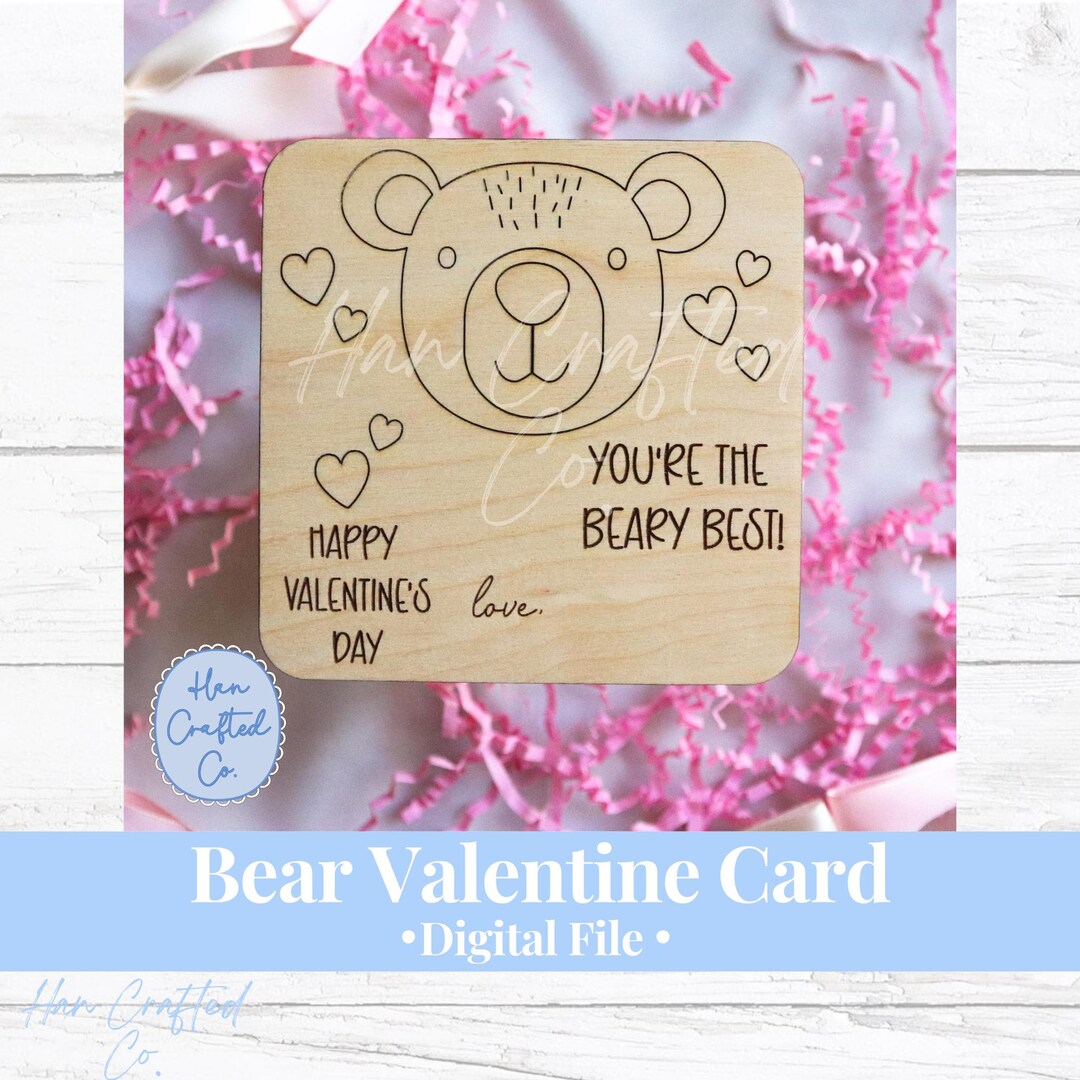 Bear Valentine Card SVG Fingerprint Keepsake SVG Valentine Craft File ...