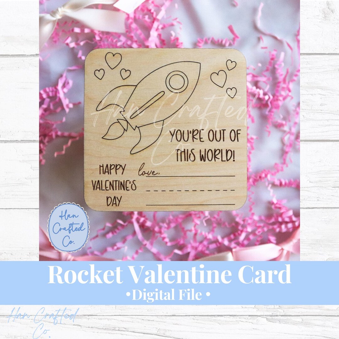 Rocket Valentine Card SVG | Fingerprint Keepsake SVG | Valentine Craft ...