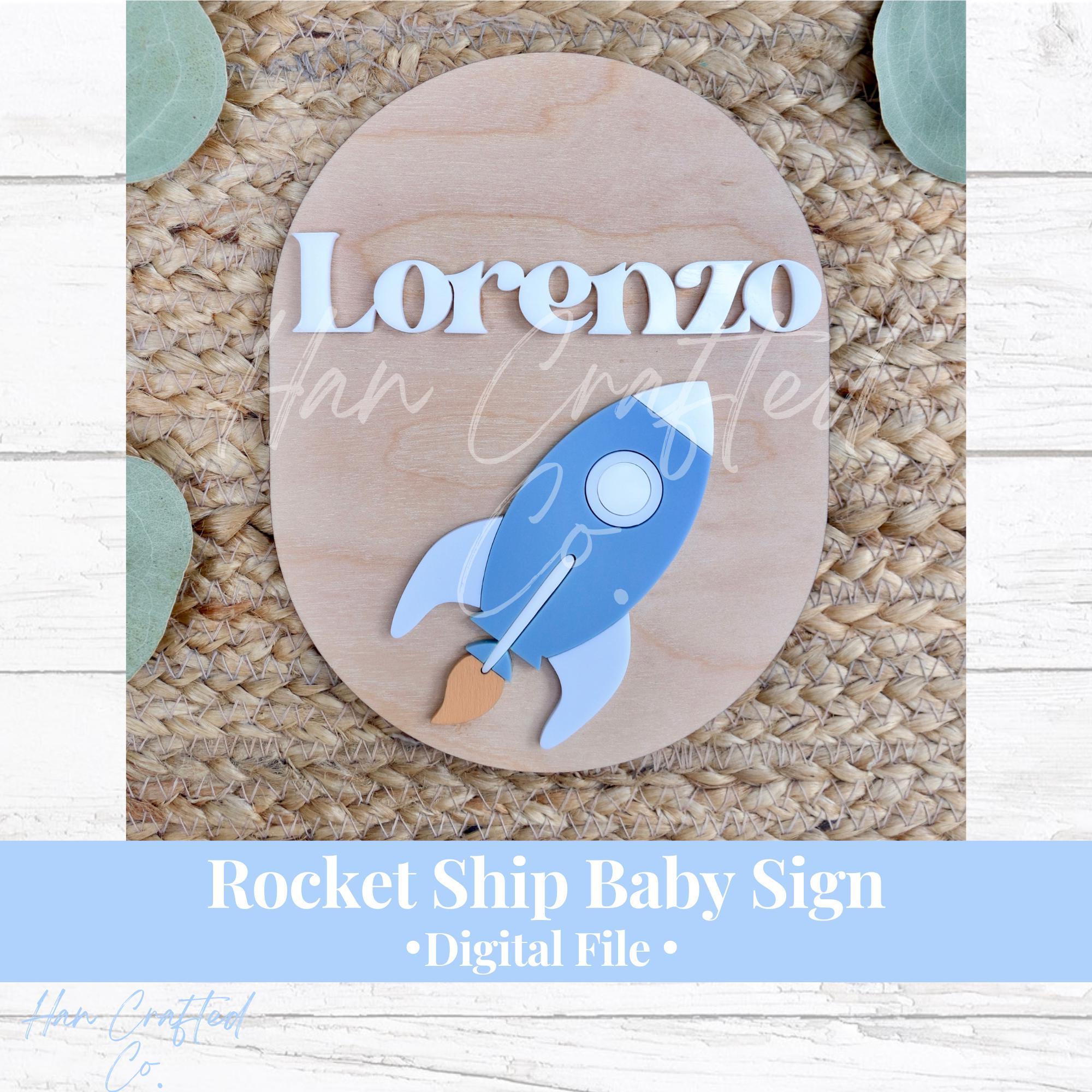 Rocket Ship Baby Name SVG | Rocket Nursery SVG | Outer Space Baby Sign ...