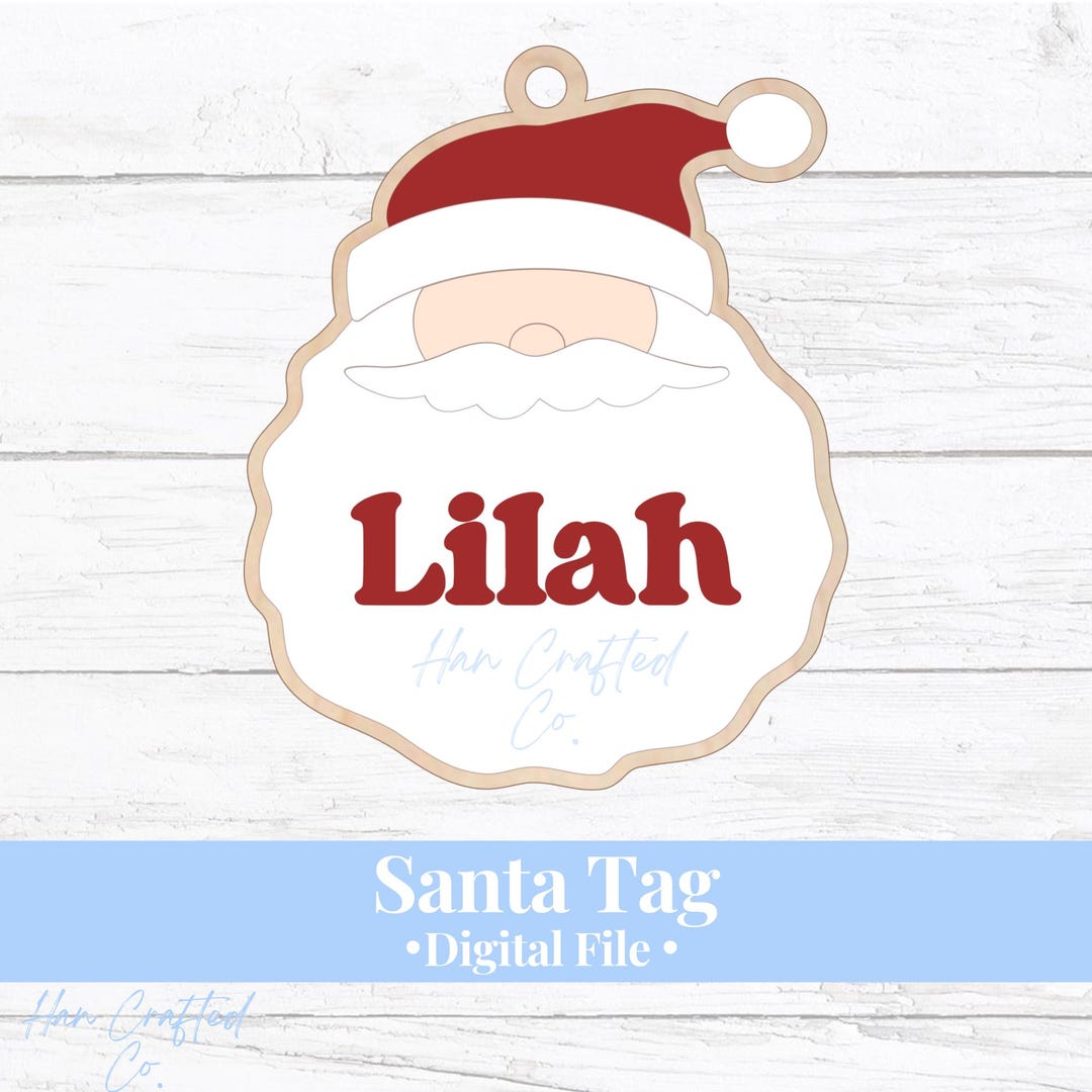 Santa Tag SVG Santa Ornament SVG Christmas Ornament SVG Santa Name Tag ...