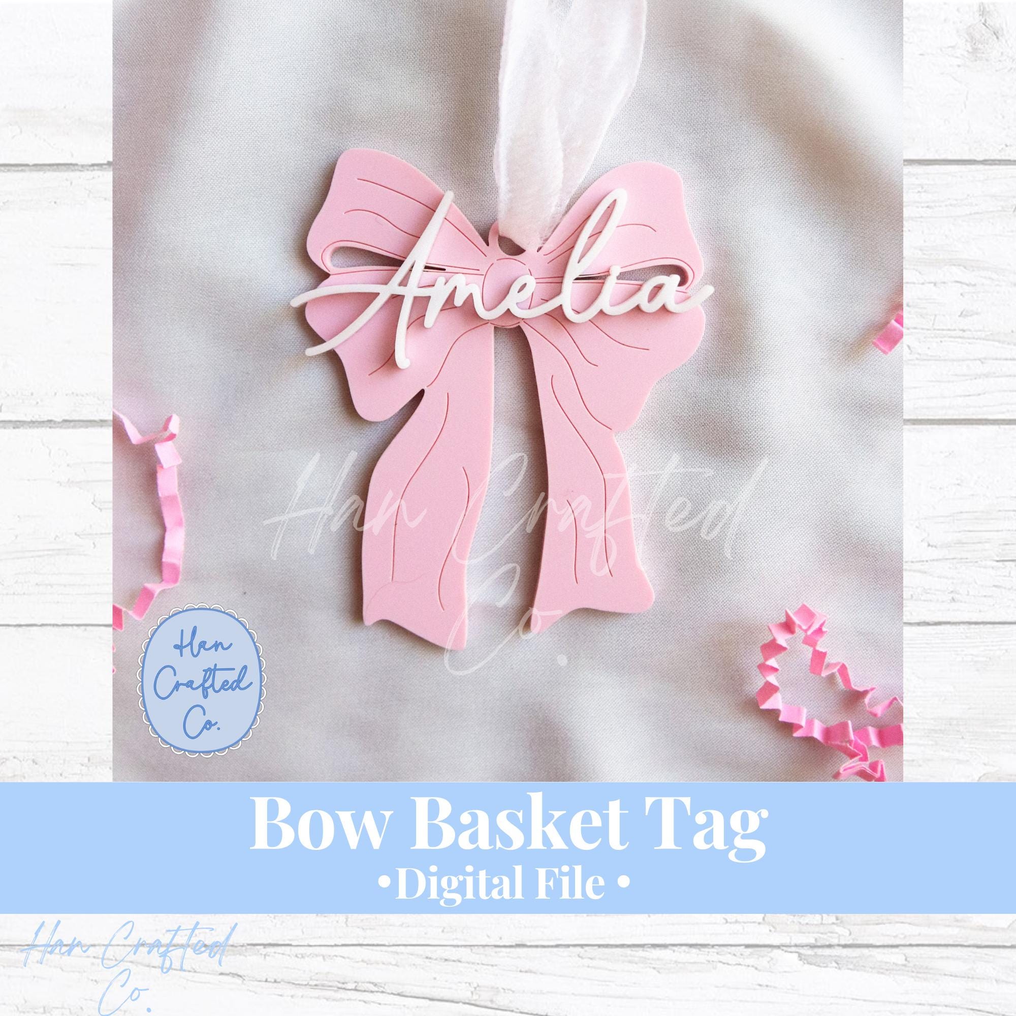 Valentine Bow Tag SVG | Valentine Basket Tag SVG | Valentine Name Tag ...