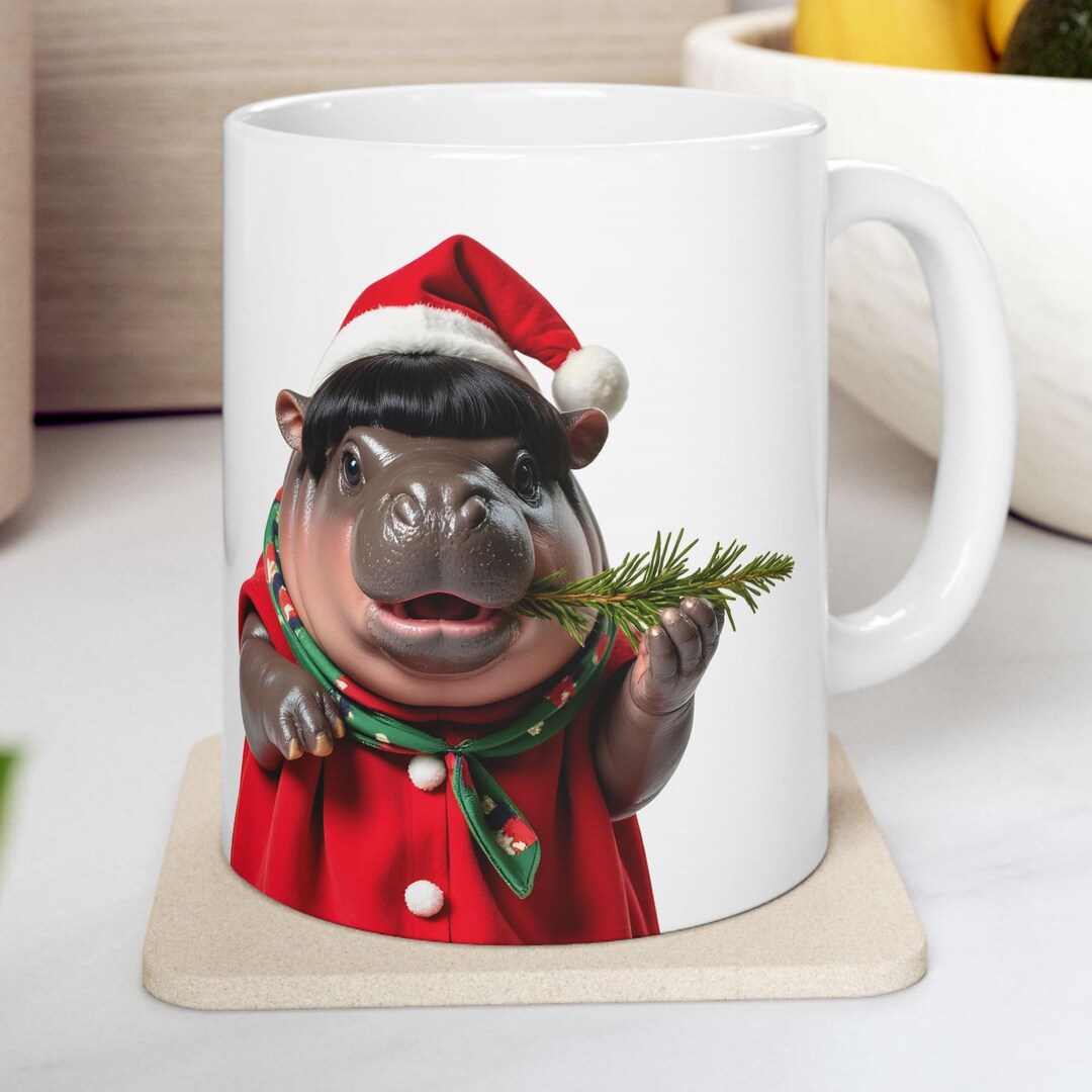 Moo-deng Mug, Cute Baby Pygmy Hippo, Christmas Gift, New Year Gift ...