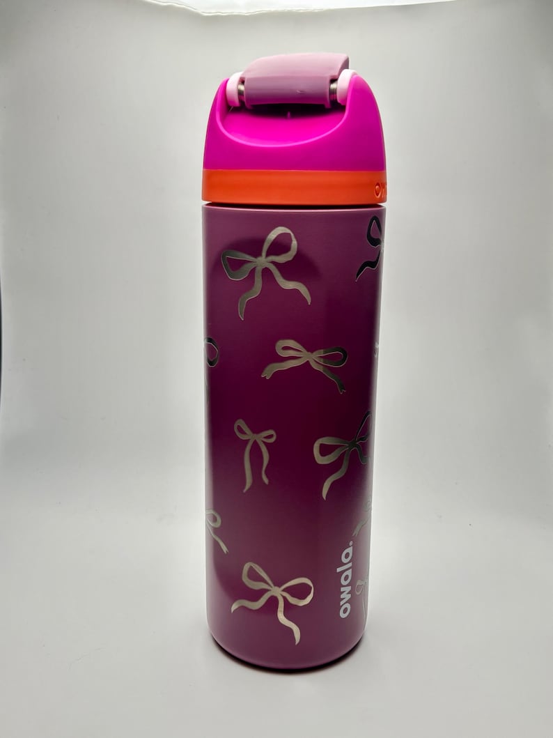 Laser Engraved Owala Water Bottle – Coquette Bow Pattern - Etsy