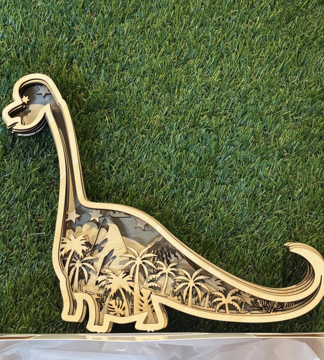 Layered Brontosaurus Wood Art Kit, 3D Dinosaur Painting Craft, Dino ...