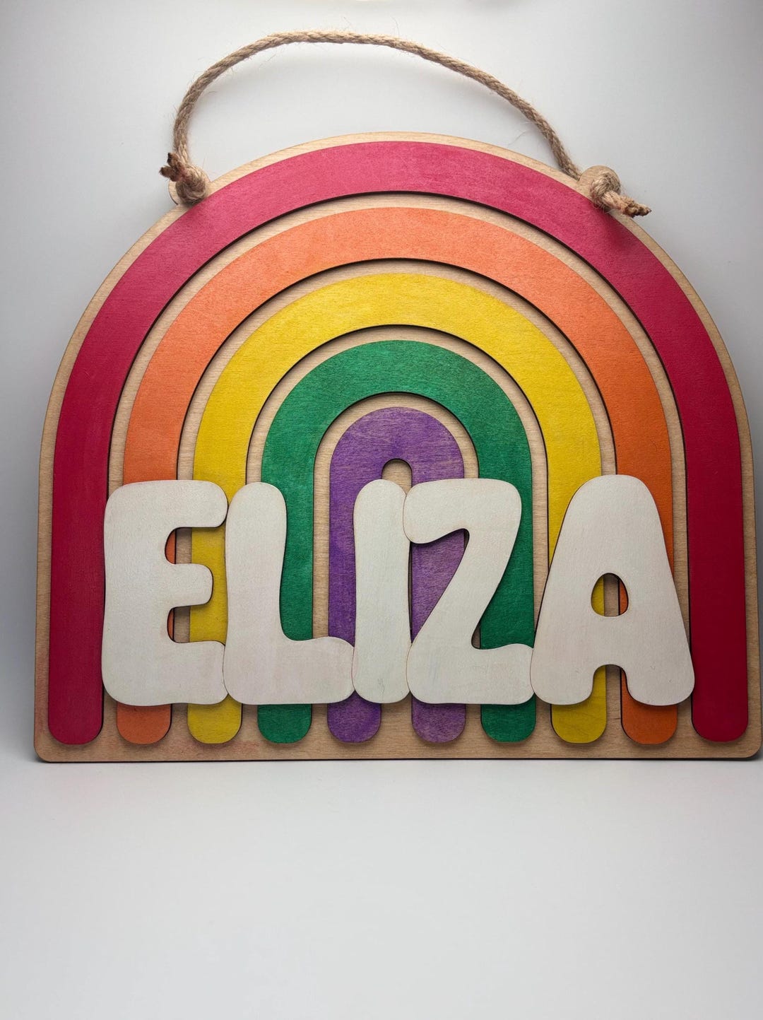 Personalized 3D Wood Rainbow Name Sign, Boho Nursery Decor - Etsy