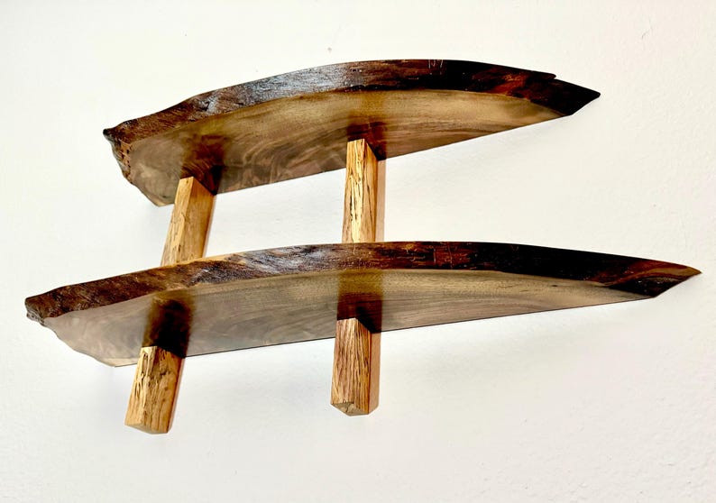 Reclaimed Live Edge Decorative Wall Shelf - Etsy