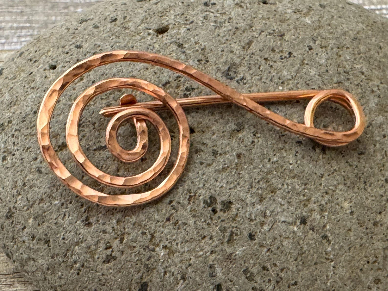 Hammered Copper Fibula Brooch, Cloak Pin, Shawl Pin, Scarf Pin, Celtic ...