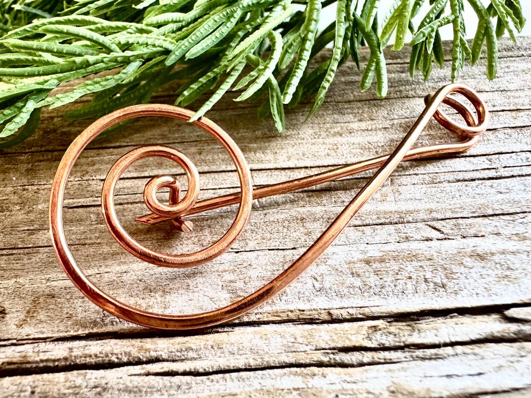 Hand Forged Copper Fibula Shawl Pin, Celtic Viking Brooch - Etsy