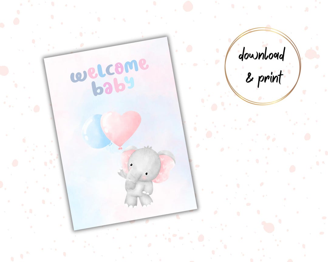 Congratulations Printable Card Baby Card Template Welcome Greeting Card ...