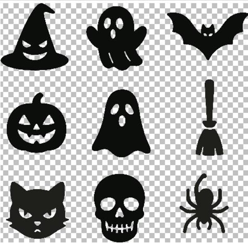 Halloween Clipart Bundle: Spooky Icons - Witch, Ghost, Bat (svg, Png ...