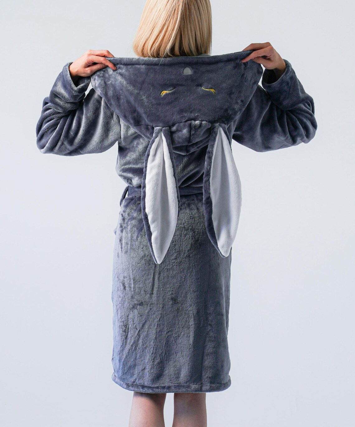 Comfort Robe for Women Soft Cozy Bunny Hood Loungewear Warm Fluffy Robe ...