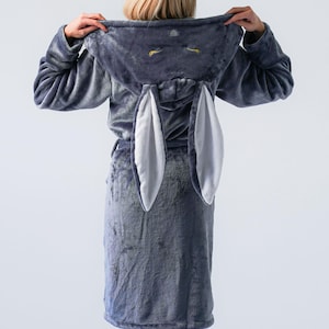 Comfort Robe for Women Soft Cozy Bunny Hood Loungewear Warm Fluffy Robe ...