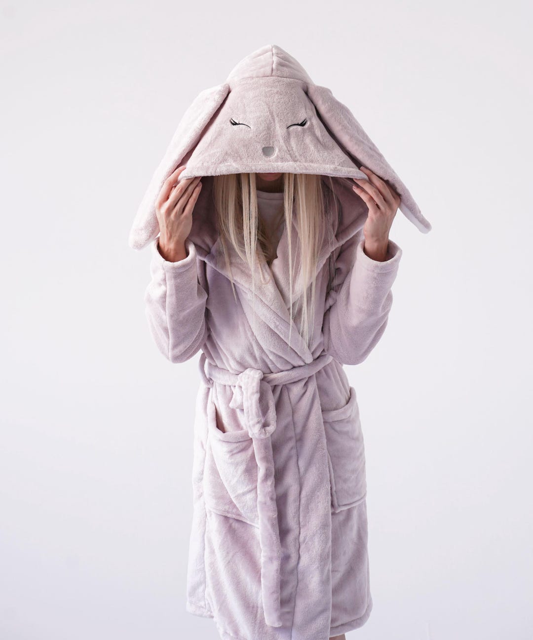Soft Fluffy Bunny Robe: Cozy Hooded Plush Bathrobe With Ears, Warm ...