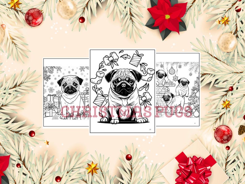Christmas Pug Coloring Pages Christmas Activities for Kids & Adults ...