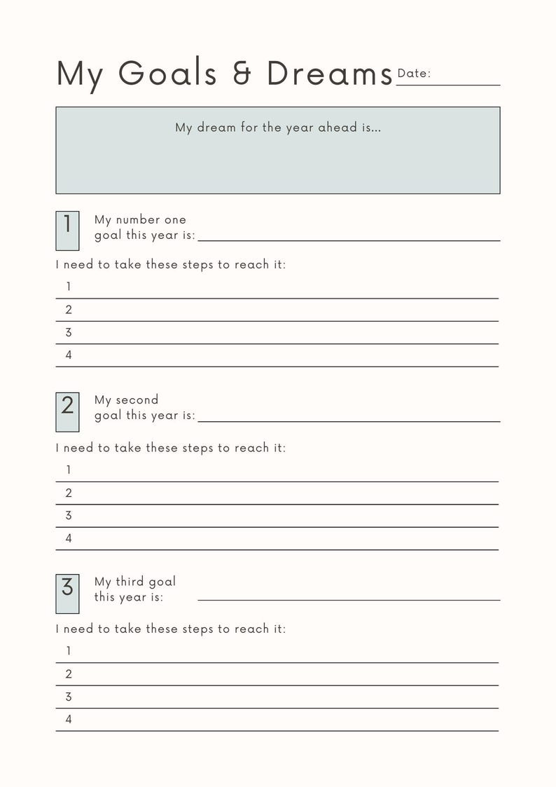 Goal Setting Planner: Printable Productivity Journal (PDF) - Etsy