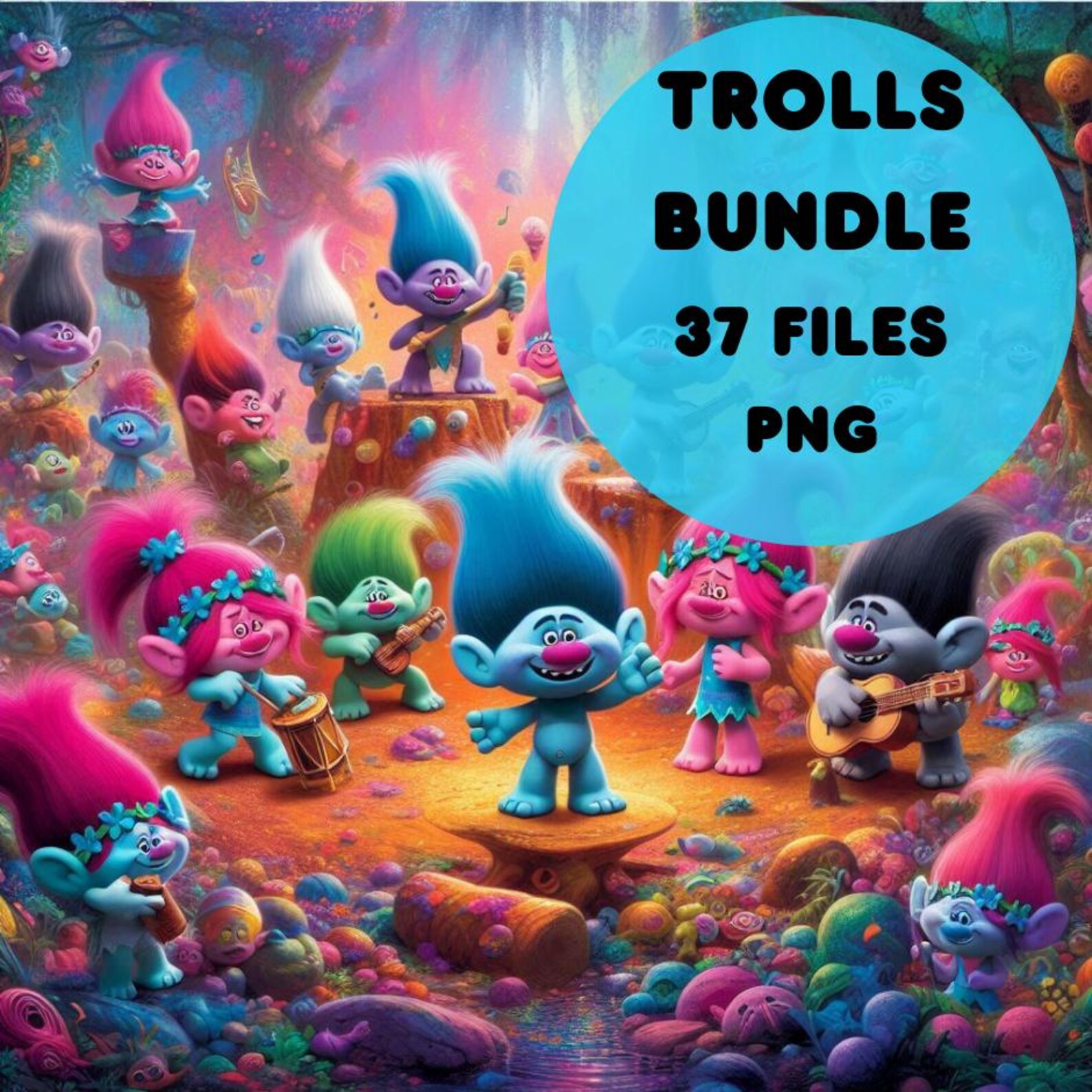 Trolls PNG Bundle, Cute Clipart for Cricut, Digital Download Files ...
