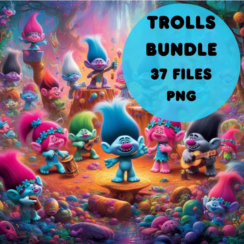 Trolls PNG Bundle, Cute Clipart for Cricut, Digital Download Files ...