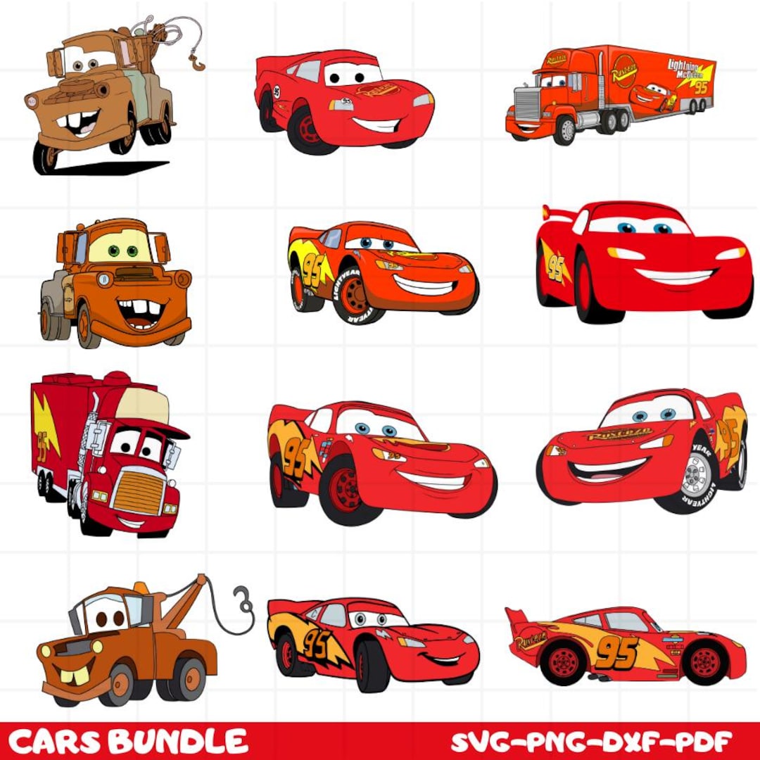 Cars SVG Bundle, Cartoon Race Car Clipart, SVG PNG Dxf Pdf Files ...