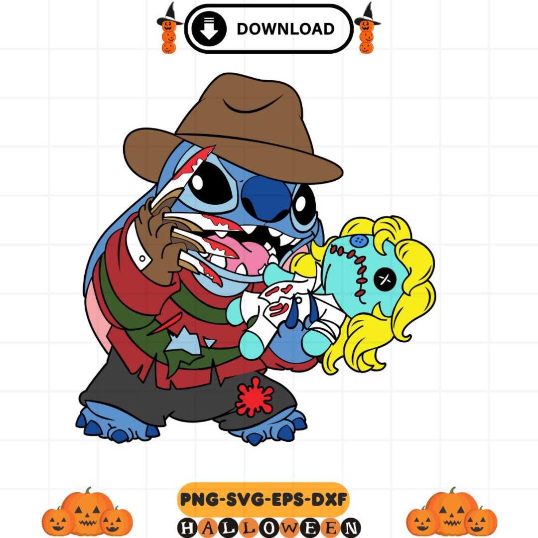 Scary Stitch Halloween SVG PNG: Horror Movie Clipart (digital Download ...