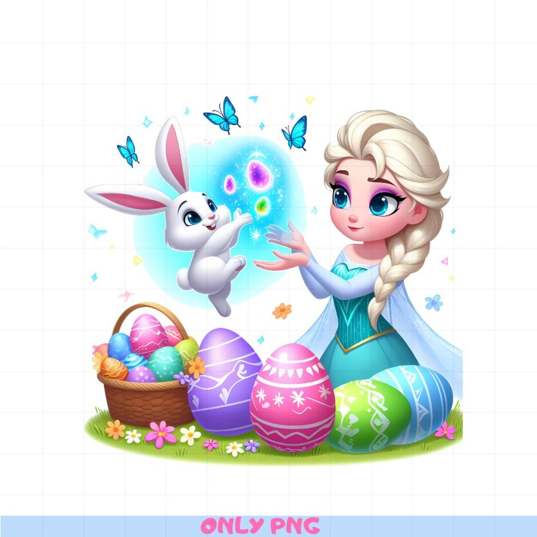 Happy Easter Elsa Png, Cute Easter Elsa Png, Colorful Eggs Png, Bunny ...