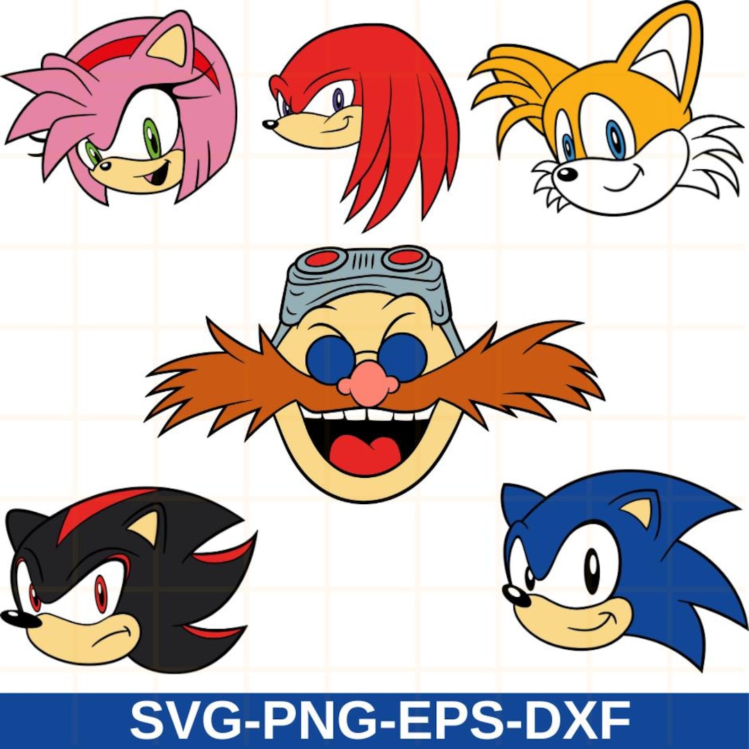 Sonic the Hedgehog Bundle Svg, Sonic Face Svg, Sonic Head Svg, Layered ...