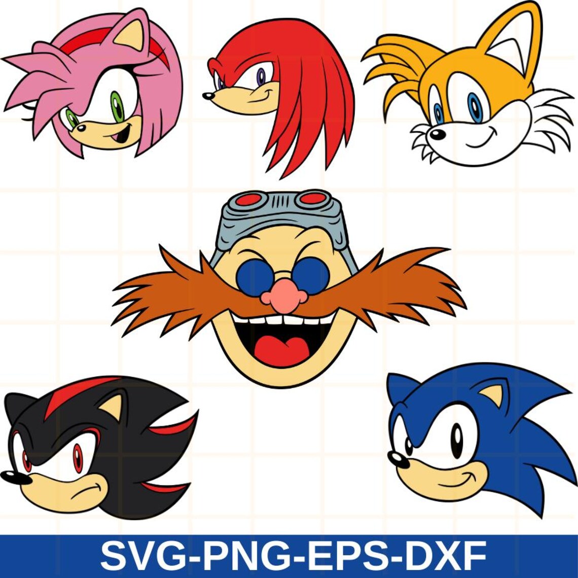 Sonic the Hedgehog Bundle Svg, Sonic Face Svg, Sonic Head Svg, Layered ...