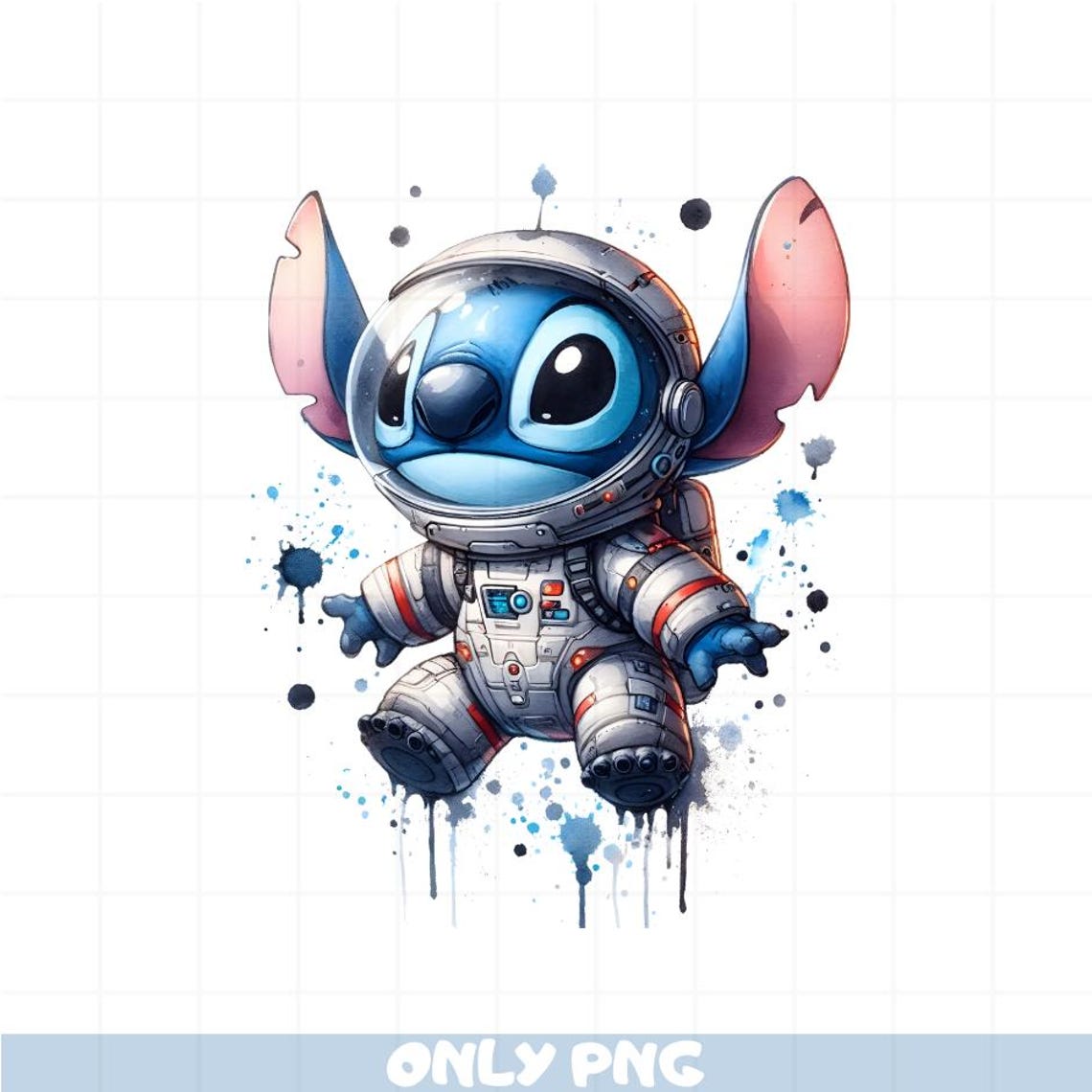 Stitch Astronaut PNG, Cute Space Character Clipart, Watercolor Cartoon ...