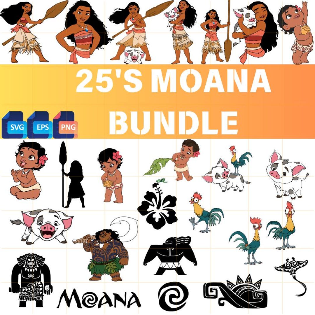 Moana SVG Bundle, Island Princess Clipart, SVG PNG Dxf Eps Files ...