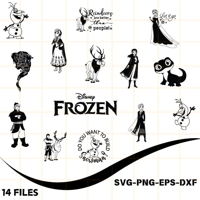 Frozen Svg Bundle SVG PNG DXF Clipart Frozen Digital Download Elsa Olaf ...