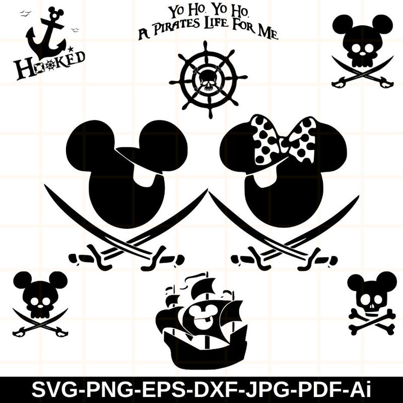 Mickey Pirate Svg - Etsy