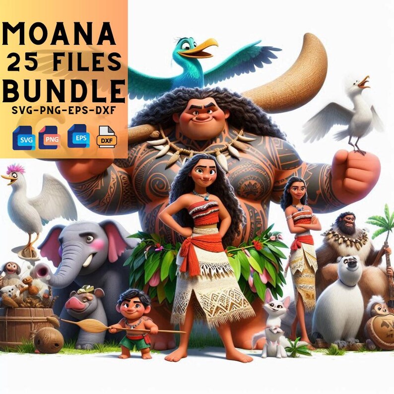 Moana SVG Bundle, Island Princess Clipart, SVG PNG Dxf Eps Files ...