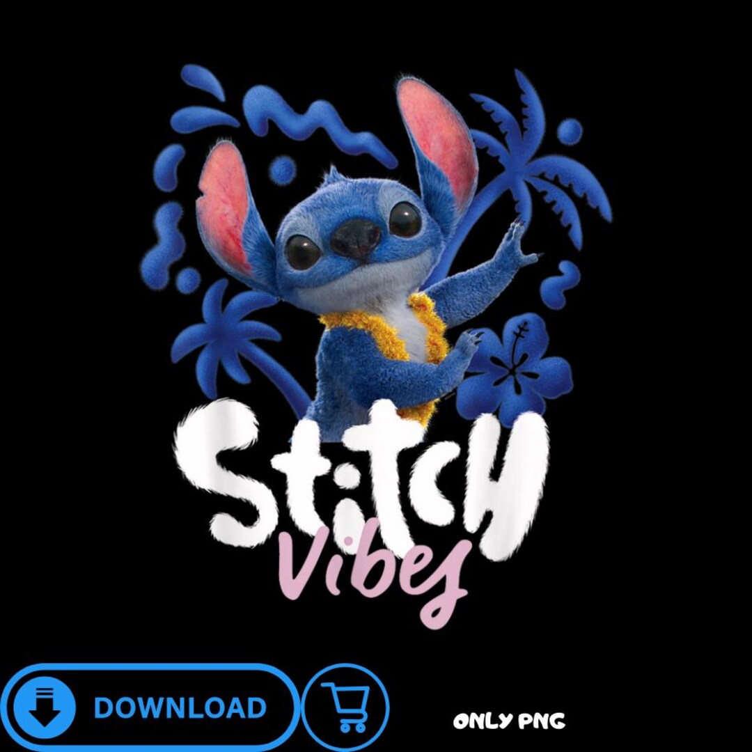 Stitch Vibes Digital PNG, Cute Hawaiian Stitch Clipart, Lilo and Stitch ...